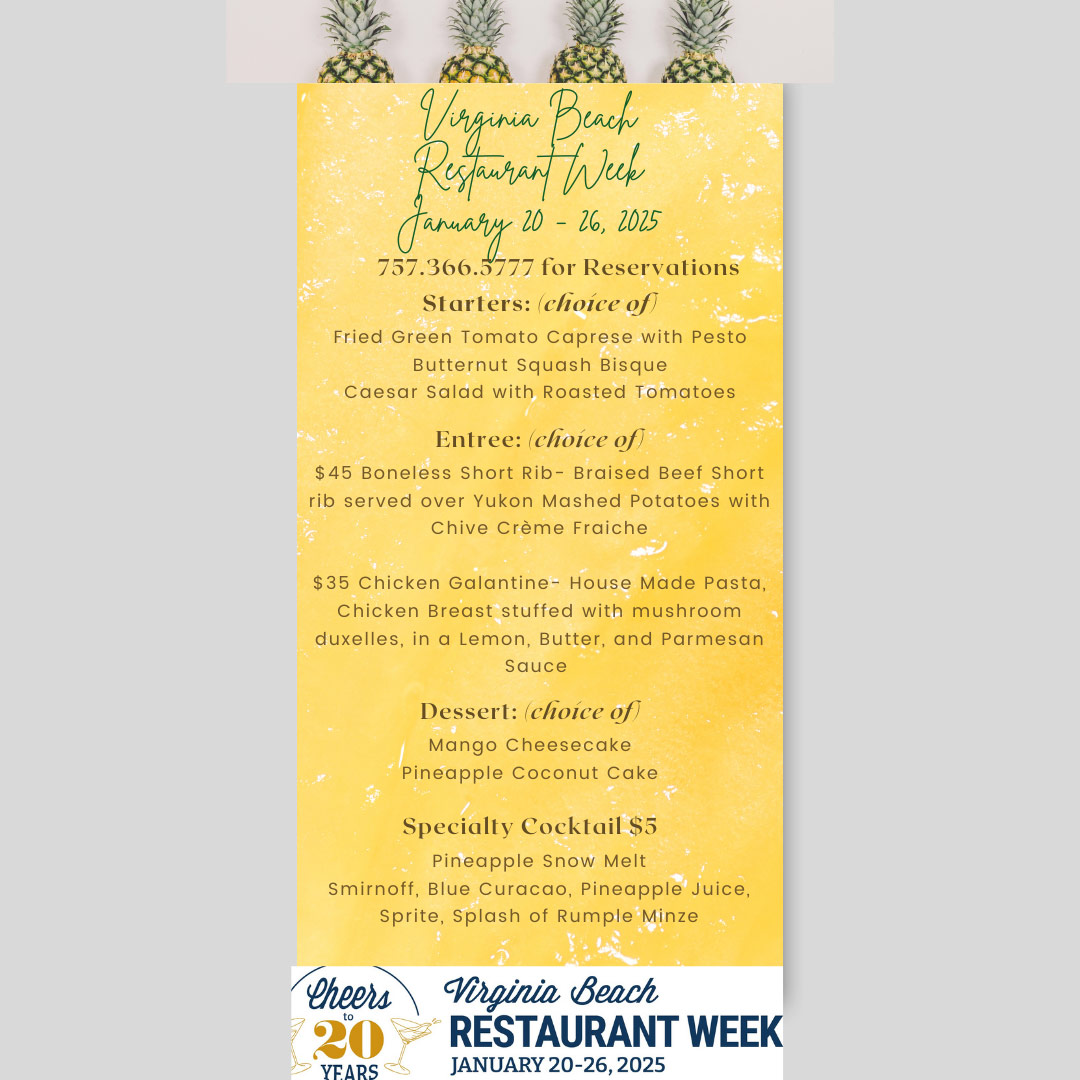 Virginia Beach Restaurant Week - January 20 - January 26, 2025